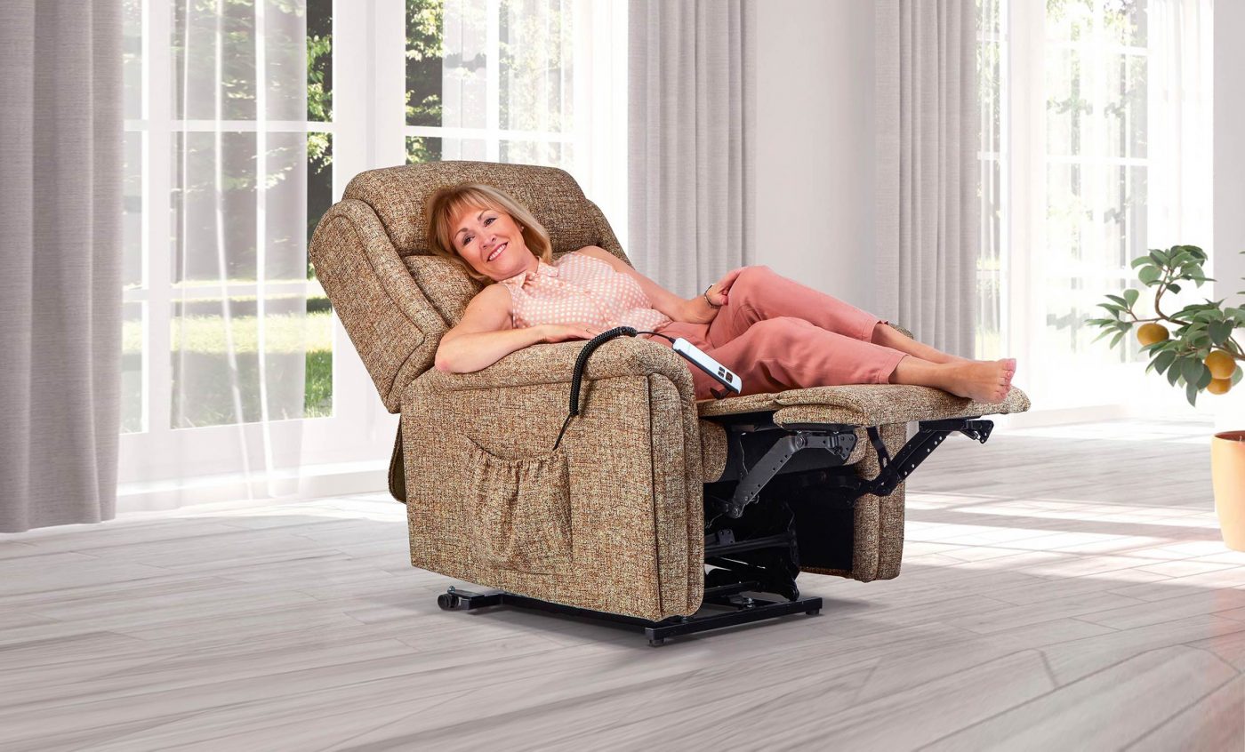 Roma Small Fabric Electric Riser Recliner - Sherborne Upholstery
